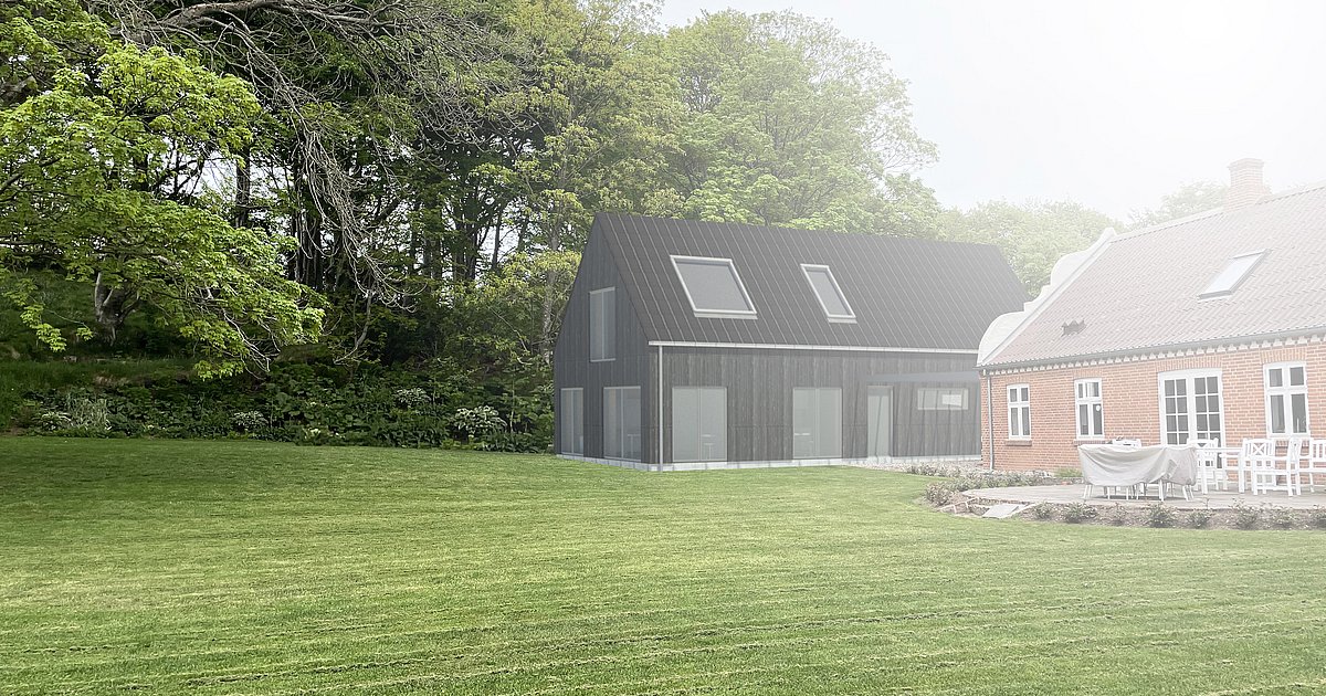 Moderne træbeklædt anneks ved unik landejendom
