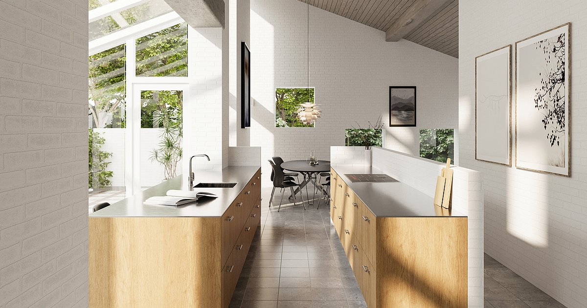 Ny indretning af køkken og bad samt øget dagslys og kig